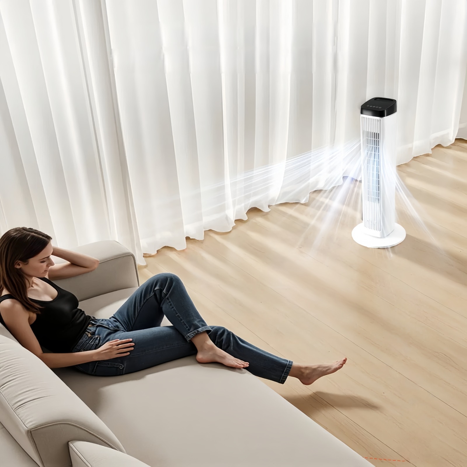 Silent fan, 40-inch swiveling tower fan, 22 feet per second high-speed ...