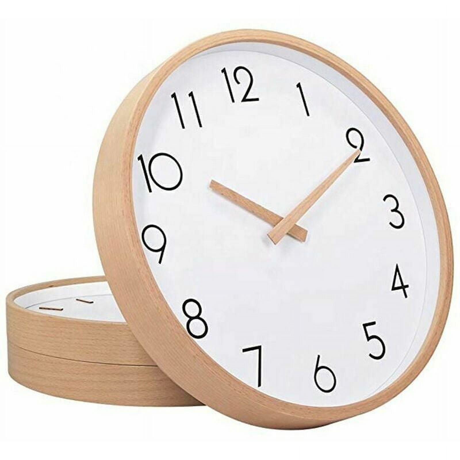 Silent sweep solid wood literary clock, simple design, Nordic wooden ...