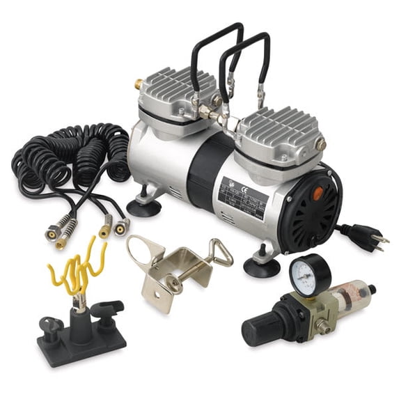 SilentAire Scorpion II Heavy-Duty Airbrush Compressor - Double Piston ...