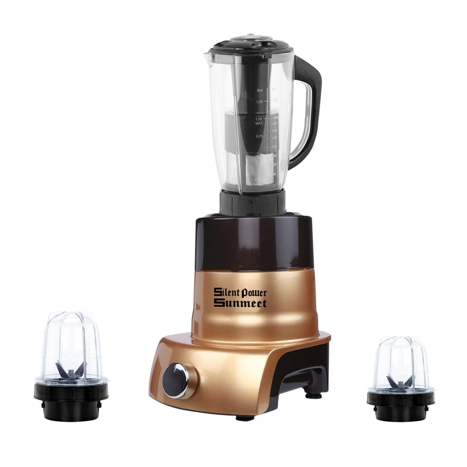 SilentPowerSunmeet Gold Color 800Watts Mixer Juicer Grinder with 3 Jar ...