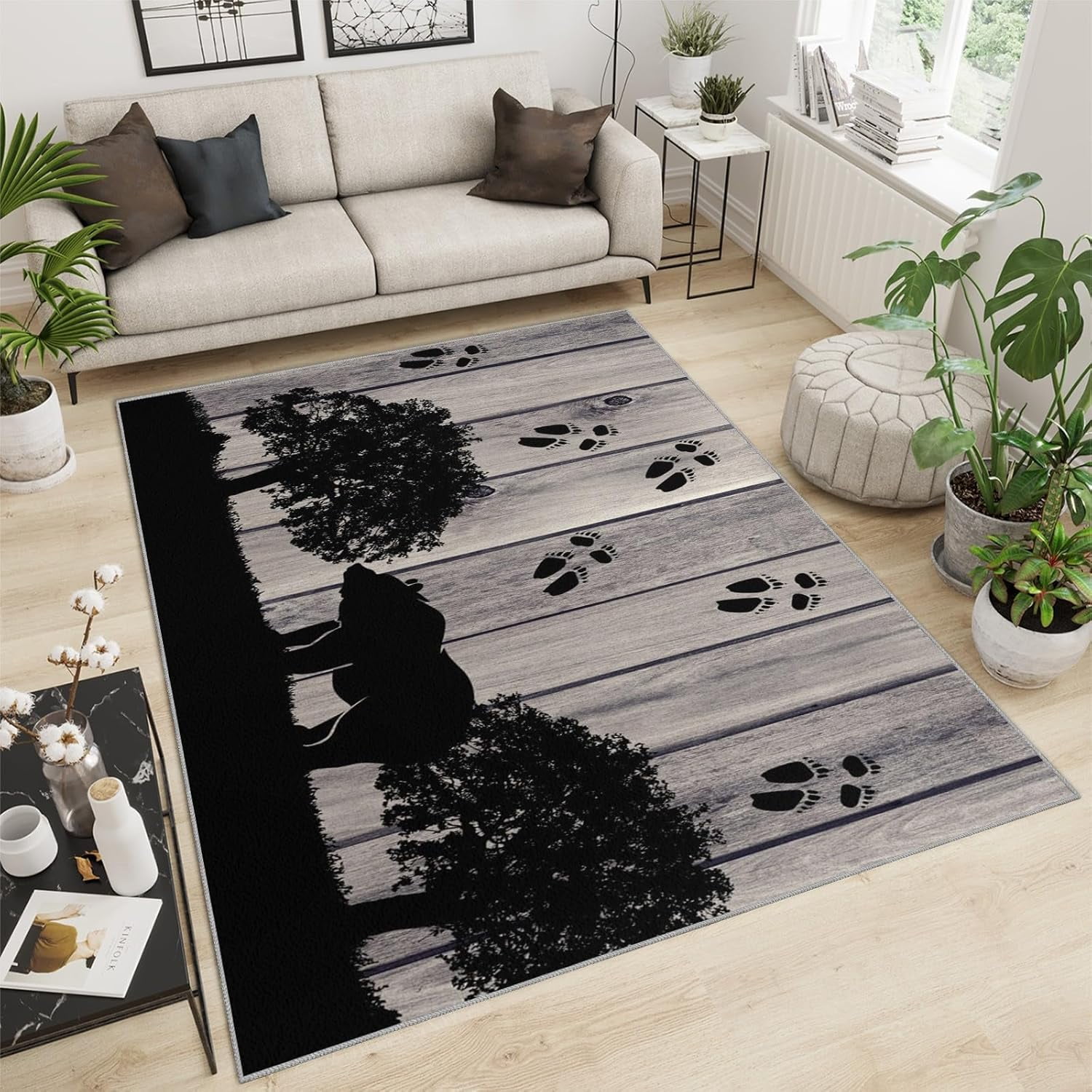 Silhouette Area Rugs Machine Washable Rug Living Room Rugs Abstract ...