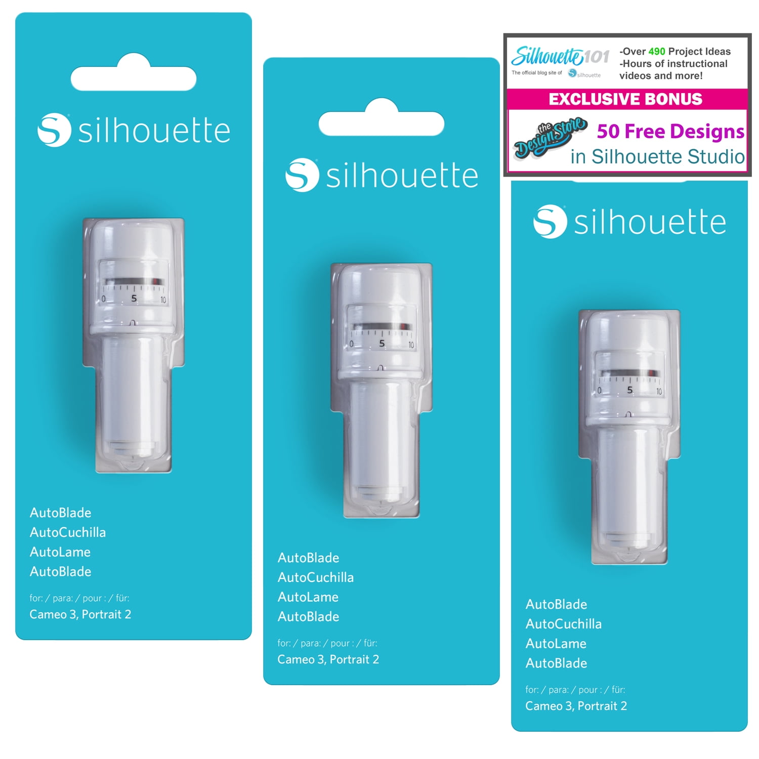 Silhouette America Autoblade 3 Pack Replacement Blades for Cameo 3 and ...