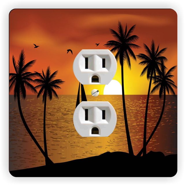 Silhouette Boat Palm Trees - Outlet Cover - Walmart.com