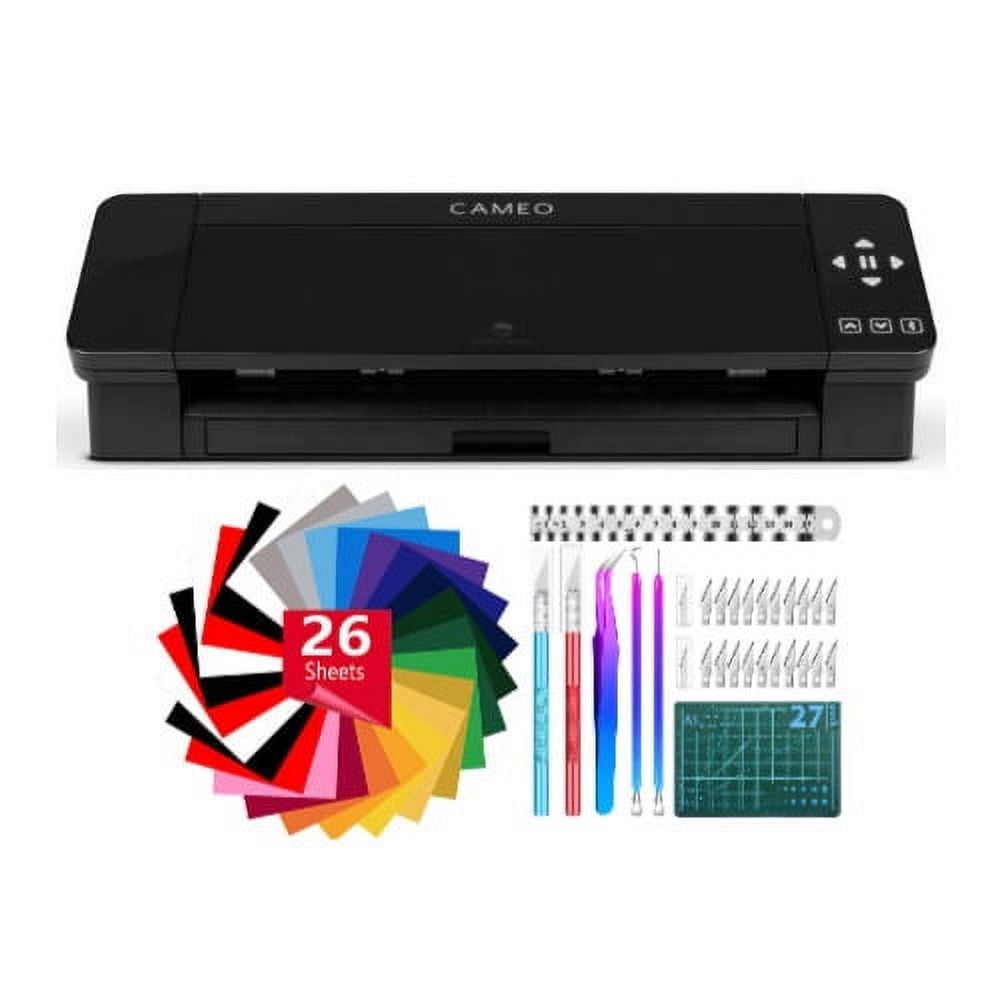 Silhouette Cameo 4 Desktop Cutting Machine (Black) with Vinyl Sheets ...