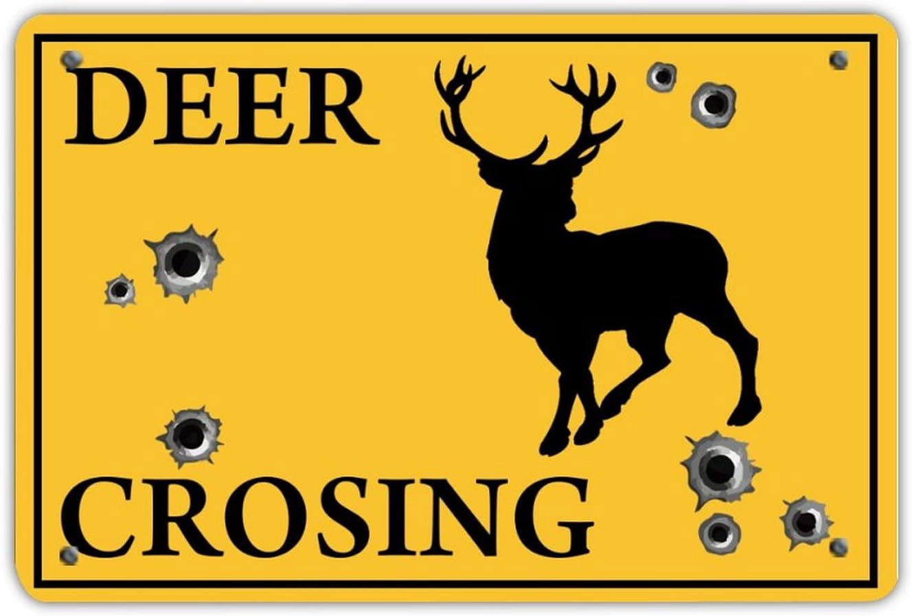 Silhouette Deer Crossing Sign Crossing Style Sign Caution Danger Rustic ...