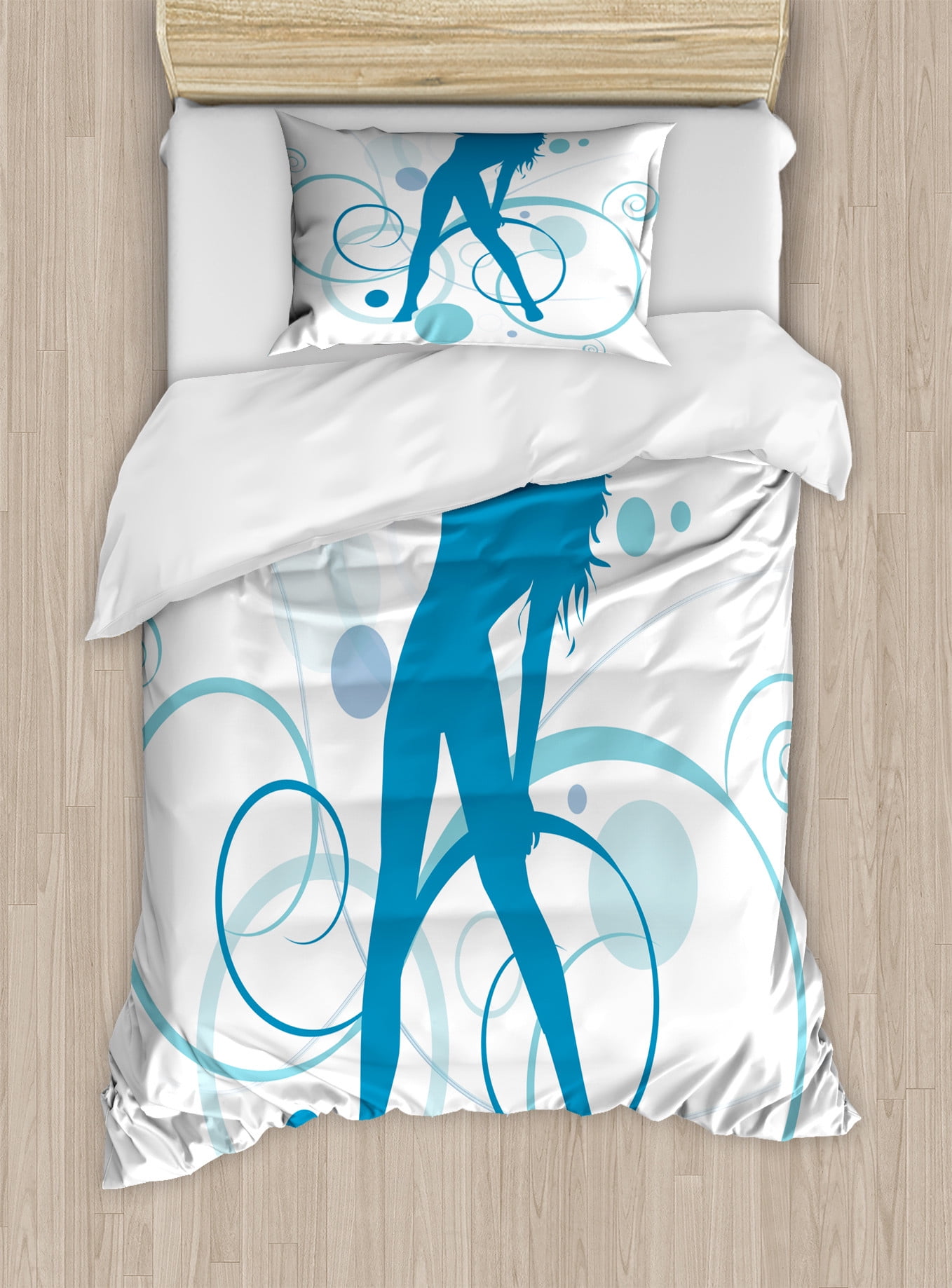 Silhouette Duvet Cover Set, Monochrome Female Lead Singer Star Diva ...