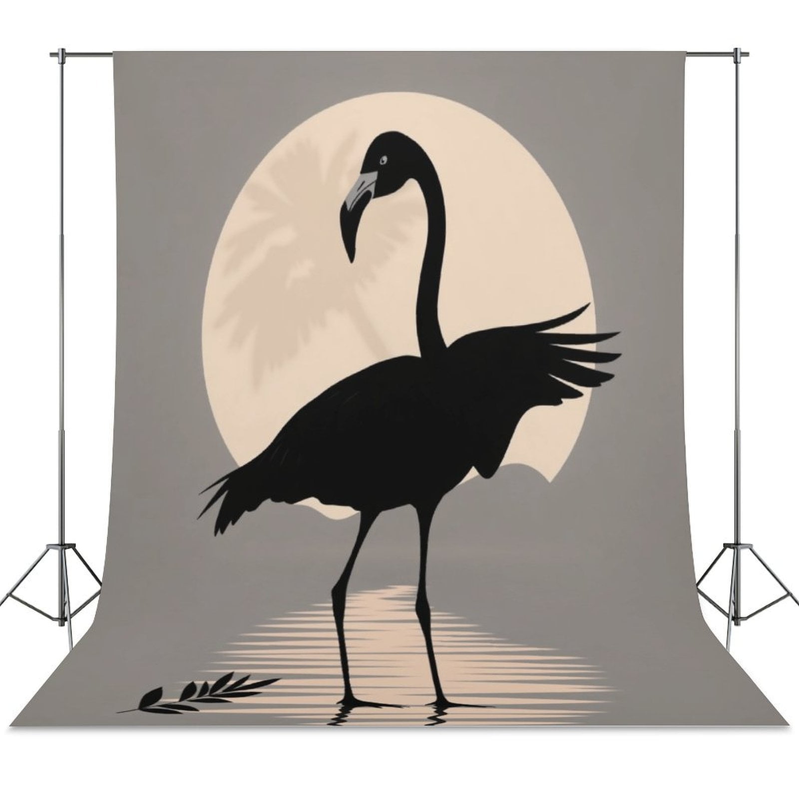 Silhouette Flamingo Moonlit Scene Party Backdrop Birthday Decoration ...