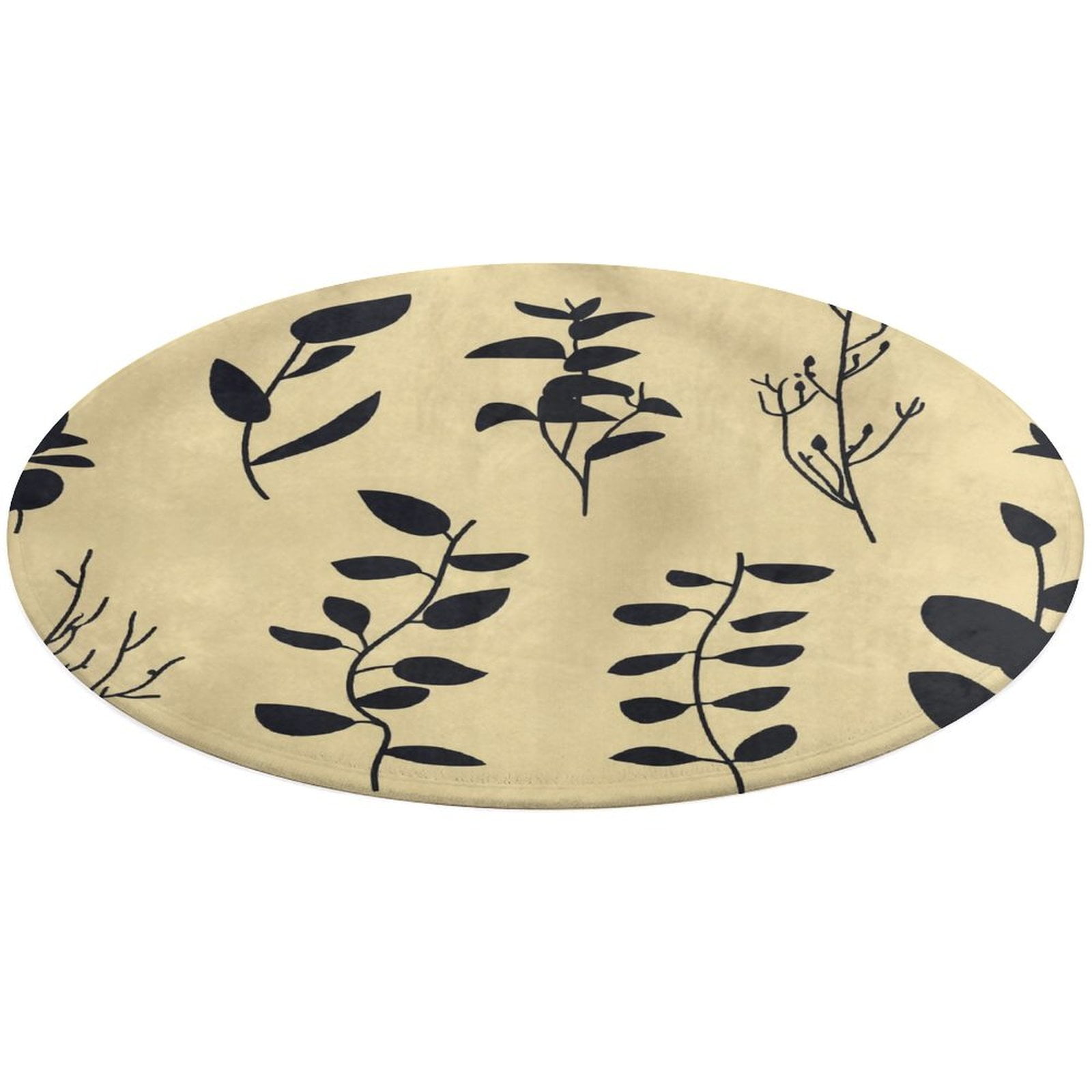 Silhouette Floral Design Yellow Background Rugs Trea Rugs Not-Slip ...