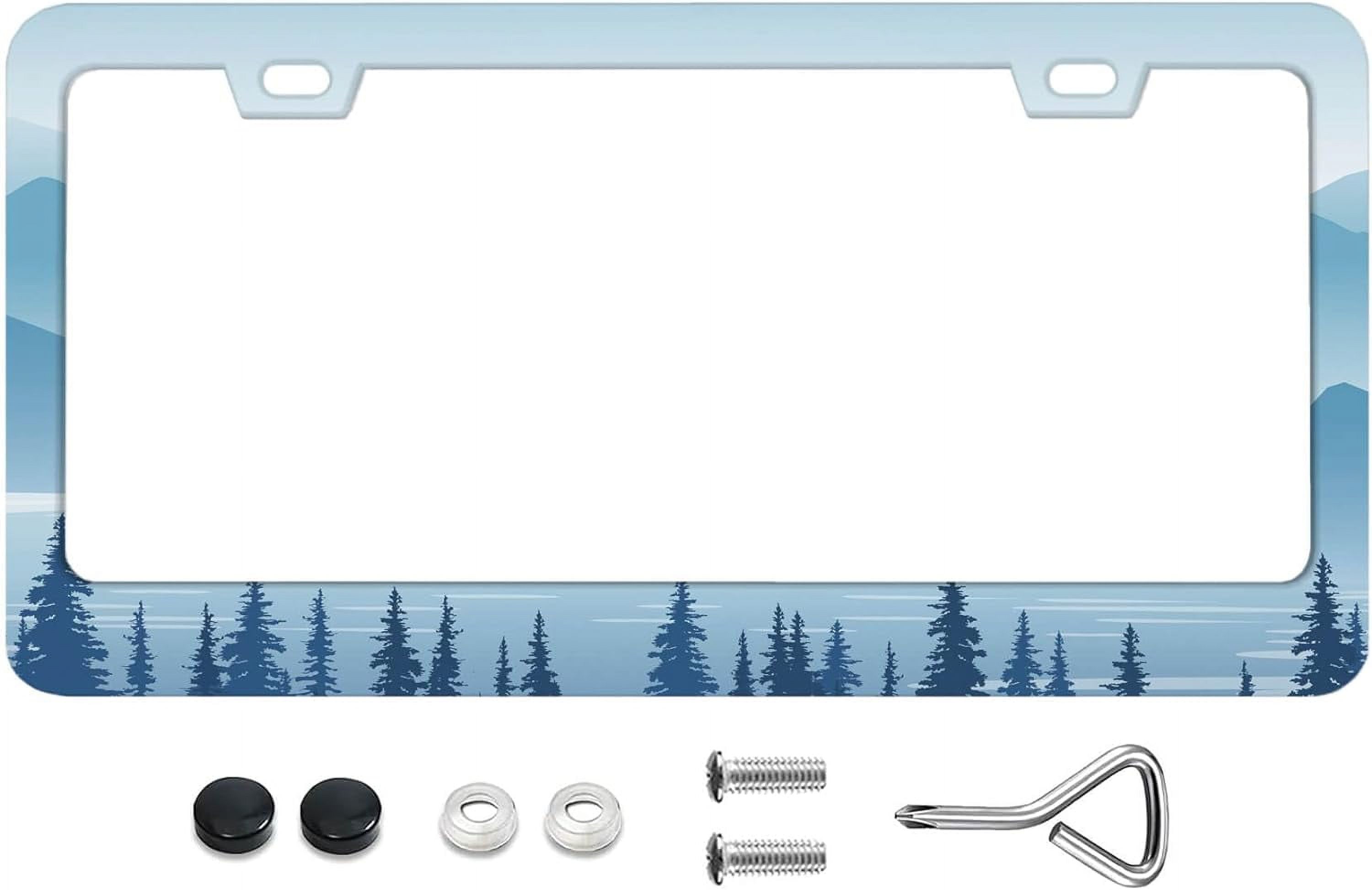 Silhouette of Forest and Mountains License Plate Frames -Premium ...