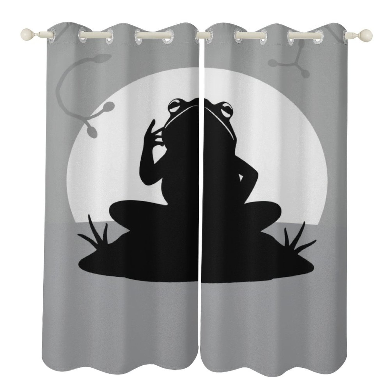 Silhouette Frog Moonlit Night Curtains for Bedroom Living Room Drapes ...