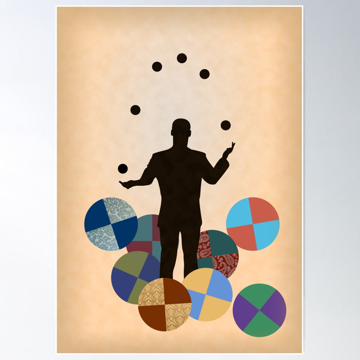 Silhouette Juggler With Props - Balls Poster Wall Art, Modern Wall ...