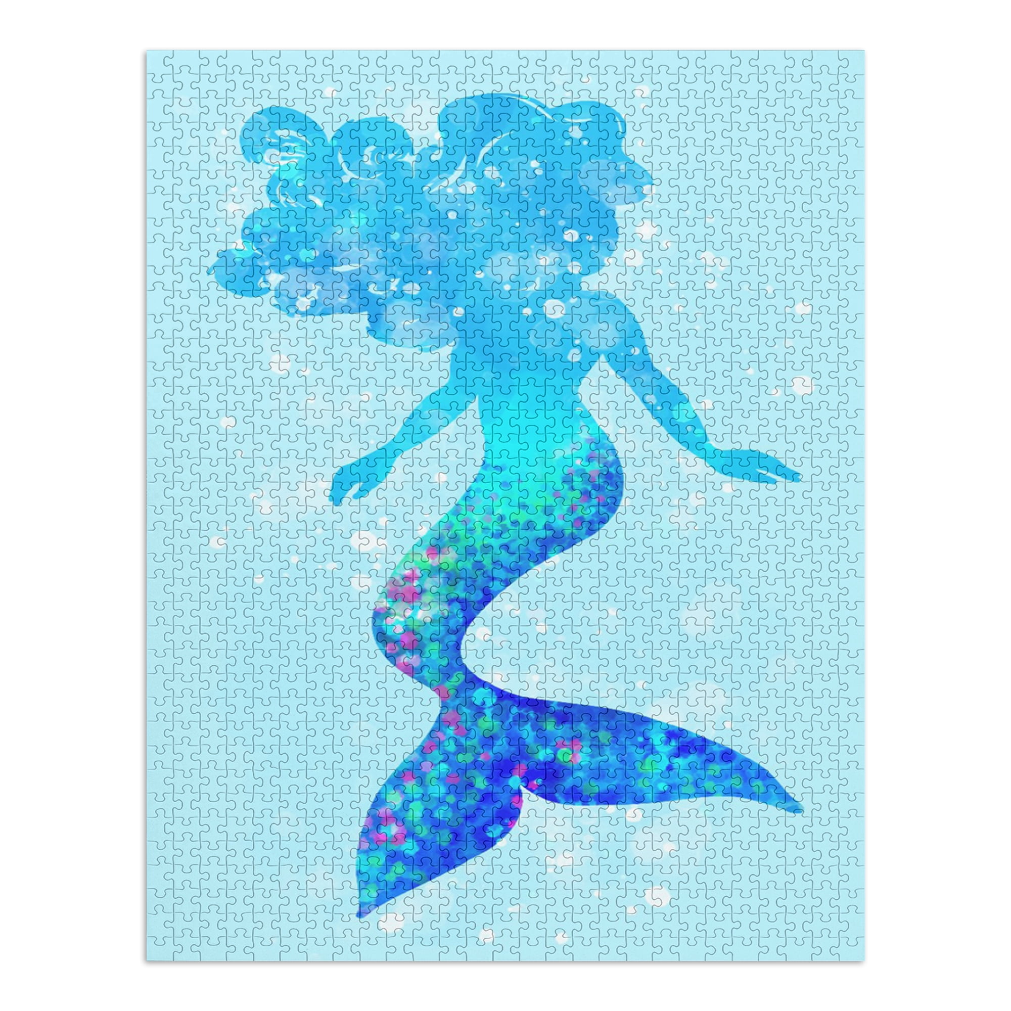 Silhouette Mermaid, Light Blue Background (1000 Piece Puzzle, Size ...