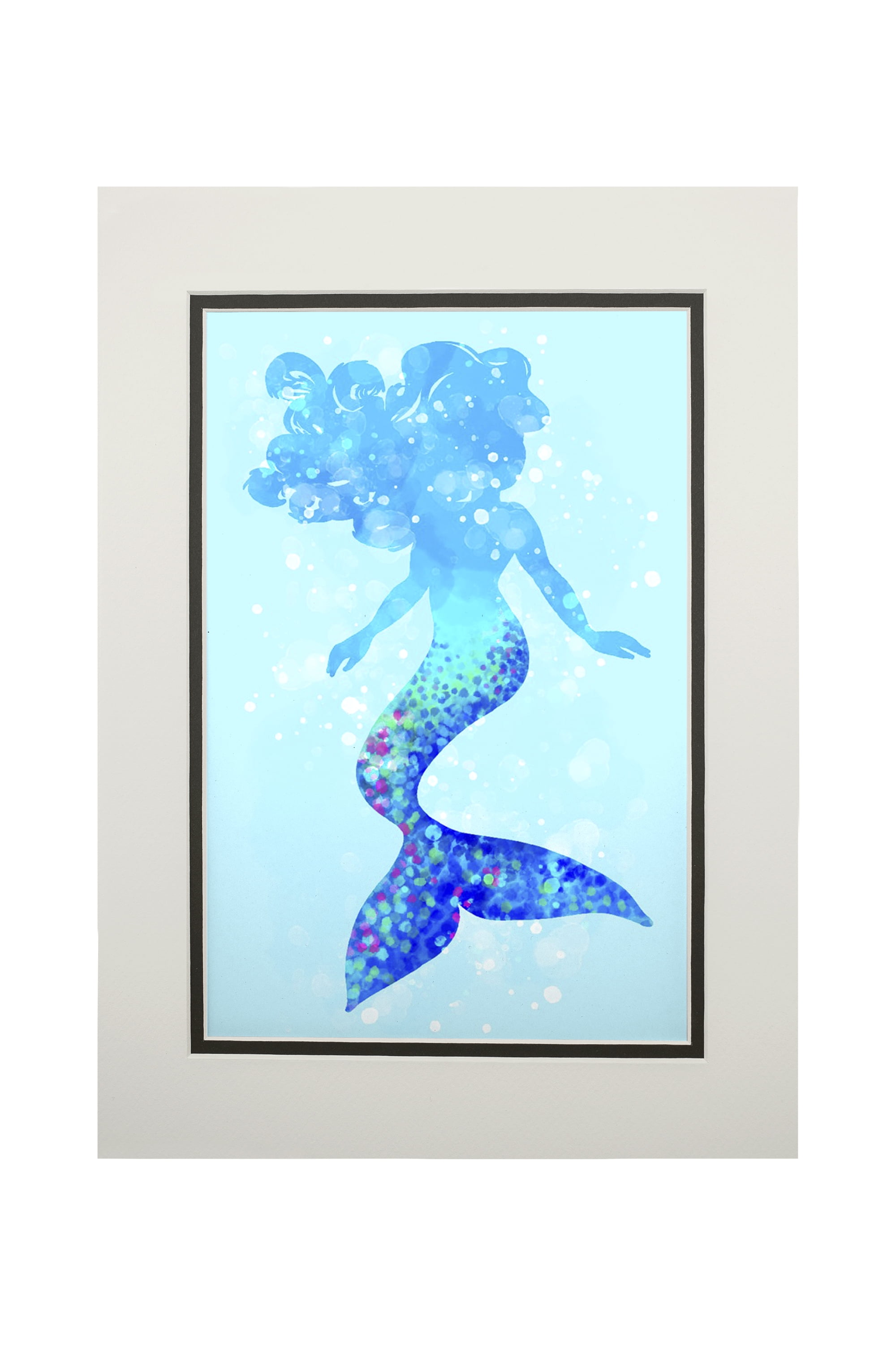 Silhouette Mermaid, Light Blue Background - Walmart.com