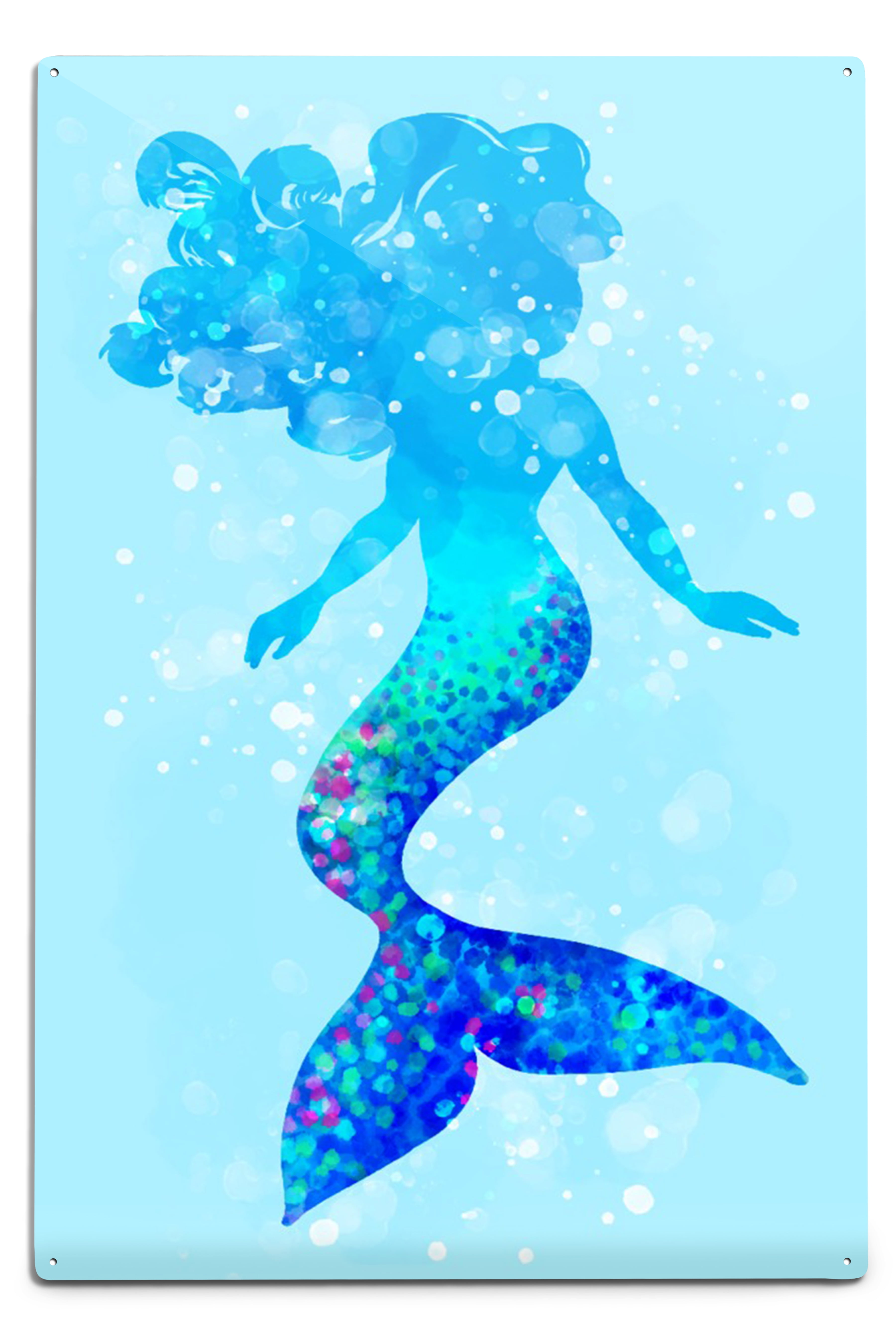 Silhouette Mermaid, Light Blue Background - Walmart.com