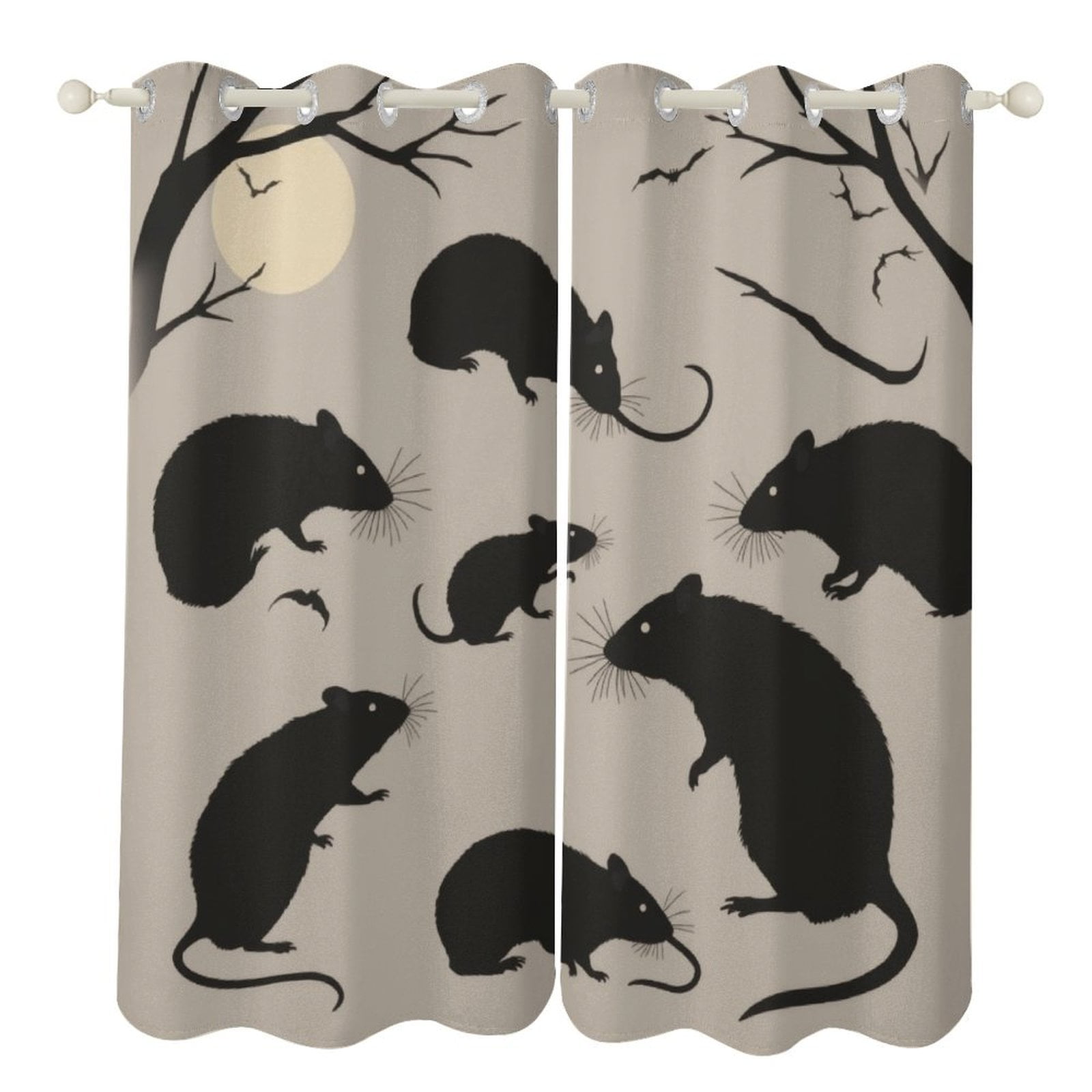 Silhouette Spooky Rats Window Curtains Drapes Bedroom Living Room ...