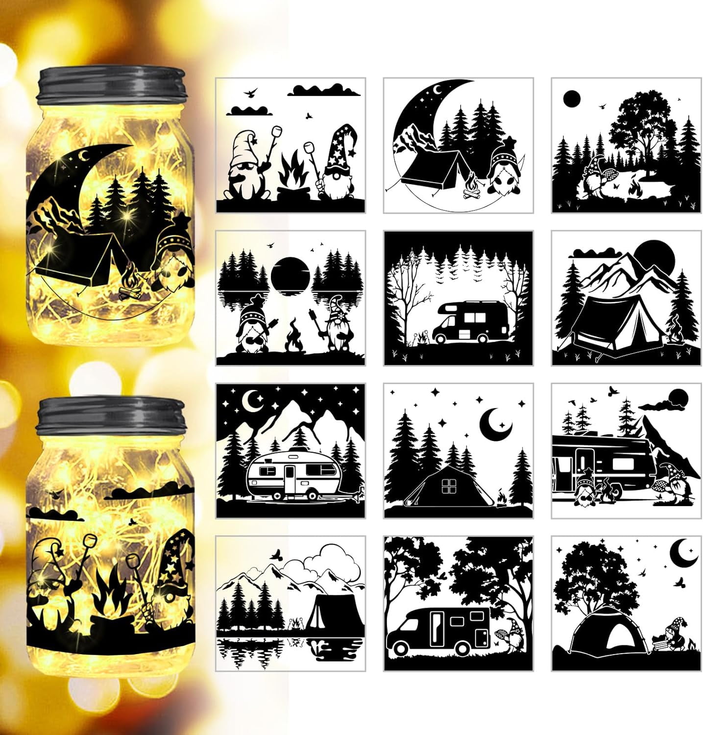 Silhouette Stickers Cutouts for Jars Window Glass Wall Wishing Bottle ...