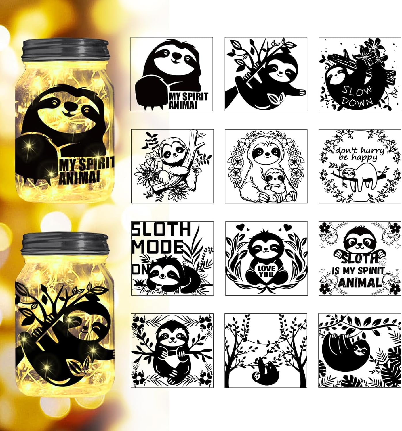 Silhouette Stickers Cutouts for Jars Window Glass Wall Wishing Bottle ...