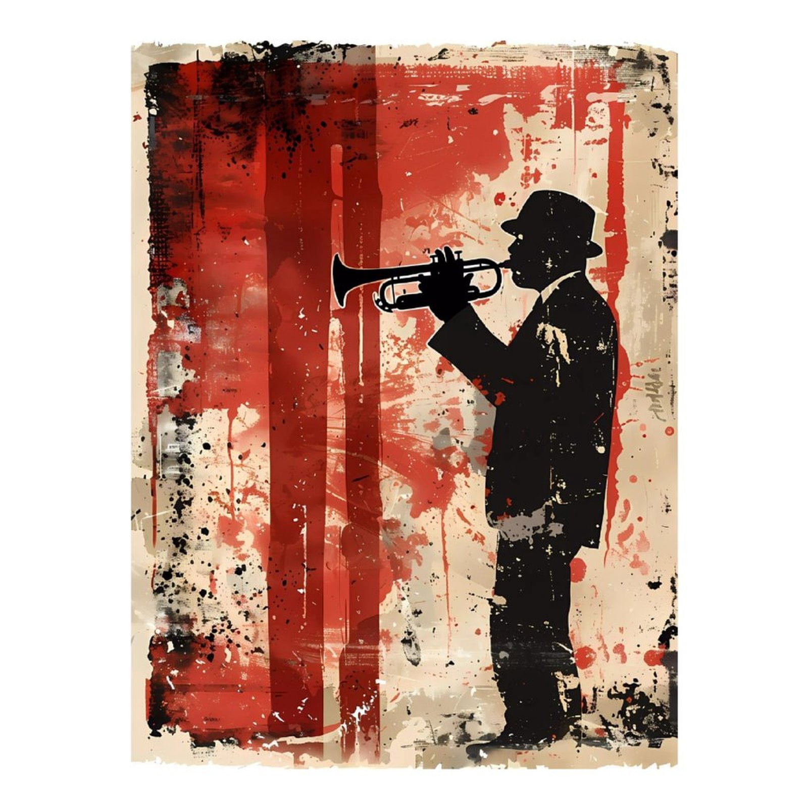 Silhouette Trumpet Red Art Diamond Painting Art Kits for Adults ...