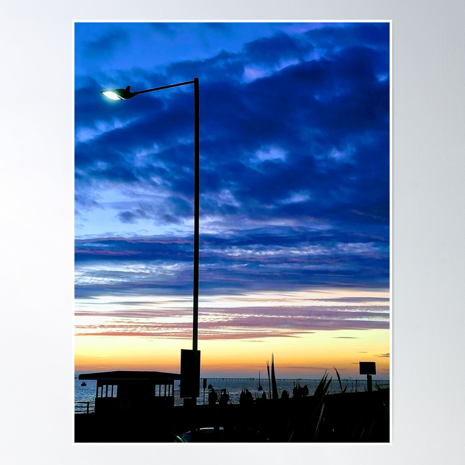 Silhouette Under The Blue Sunset Sky Poster Wall Art, Modern Wall Decor ...