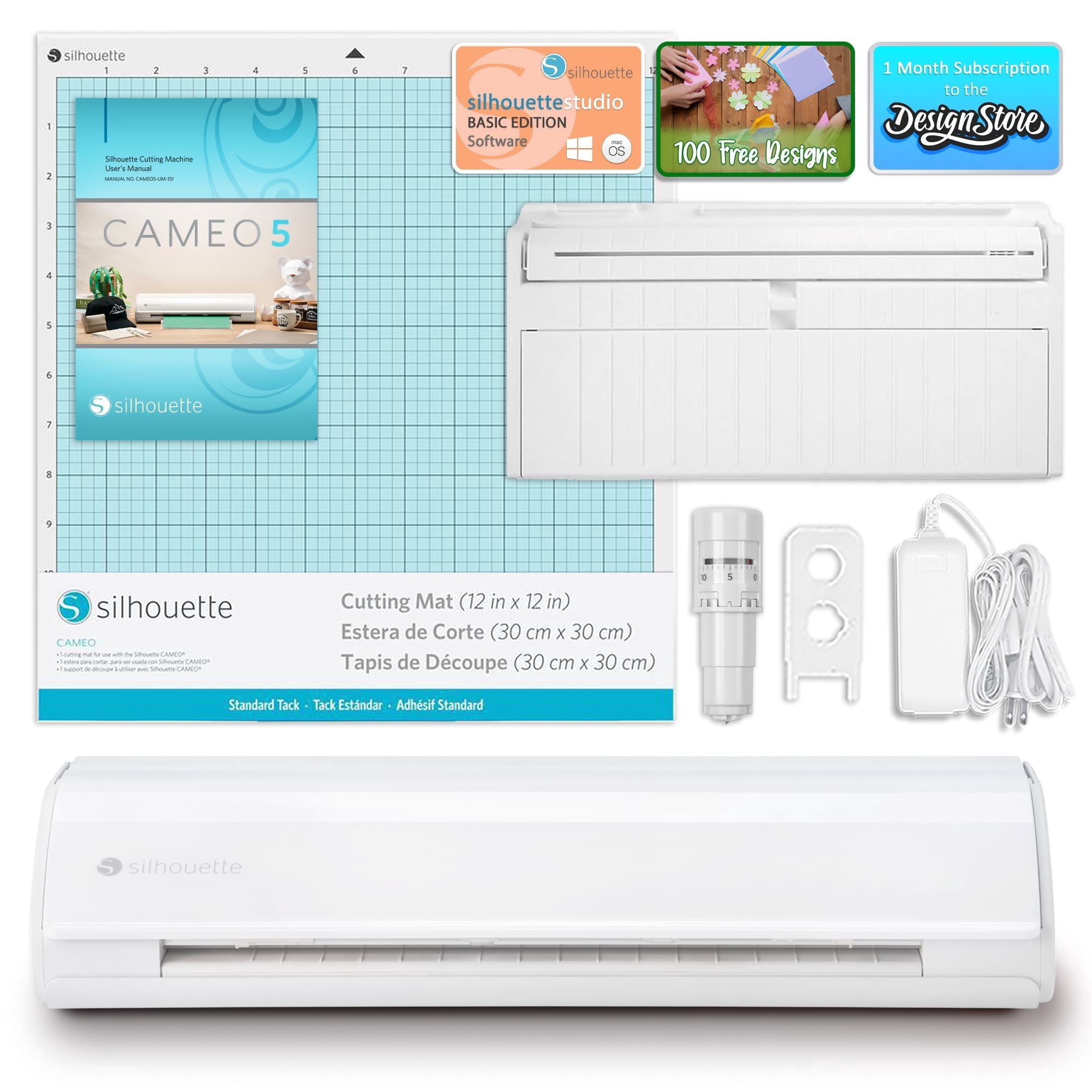 "Silhouette Cameo 5 White, 12"" Vinyl Cutter with Roll Feeder for ...