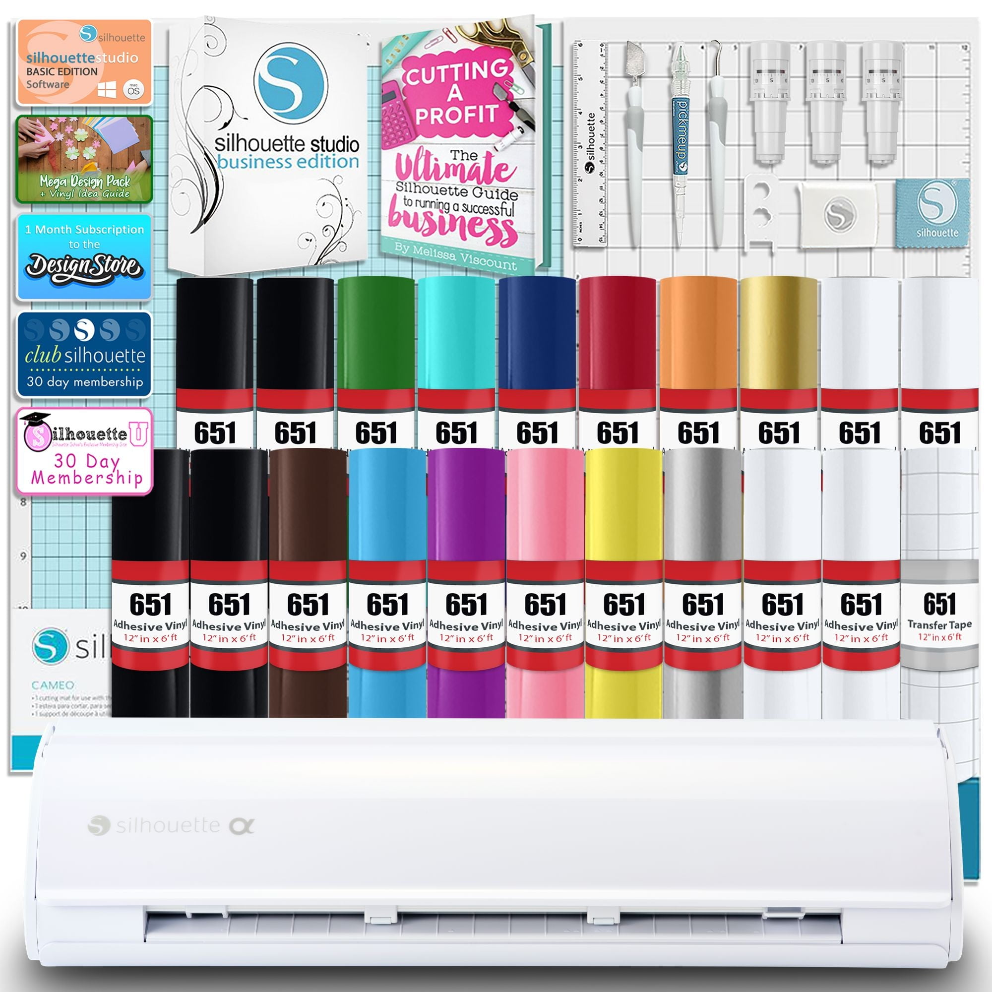 Silhouette White Cameo 5 Business Bundle w/ Vinyl, Guides, Software ...