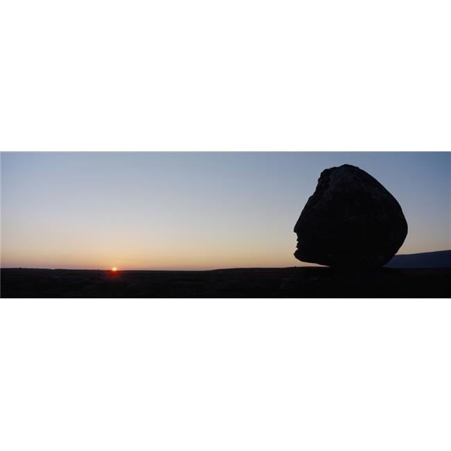 Silhouette of Head-Shaped Boulder At Dusk Poster Print, 44 x 15 - Large ...