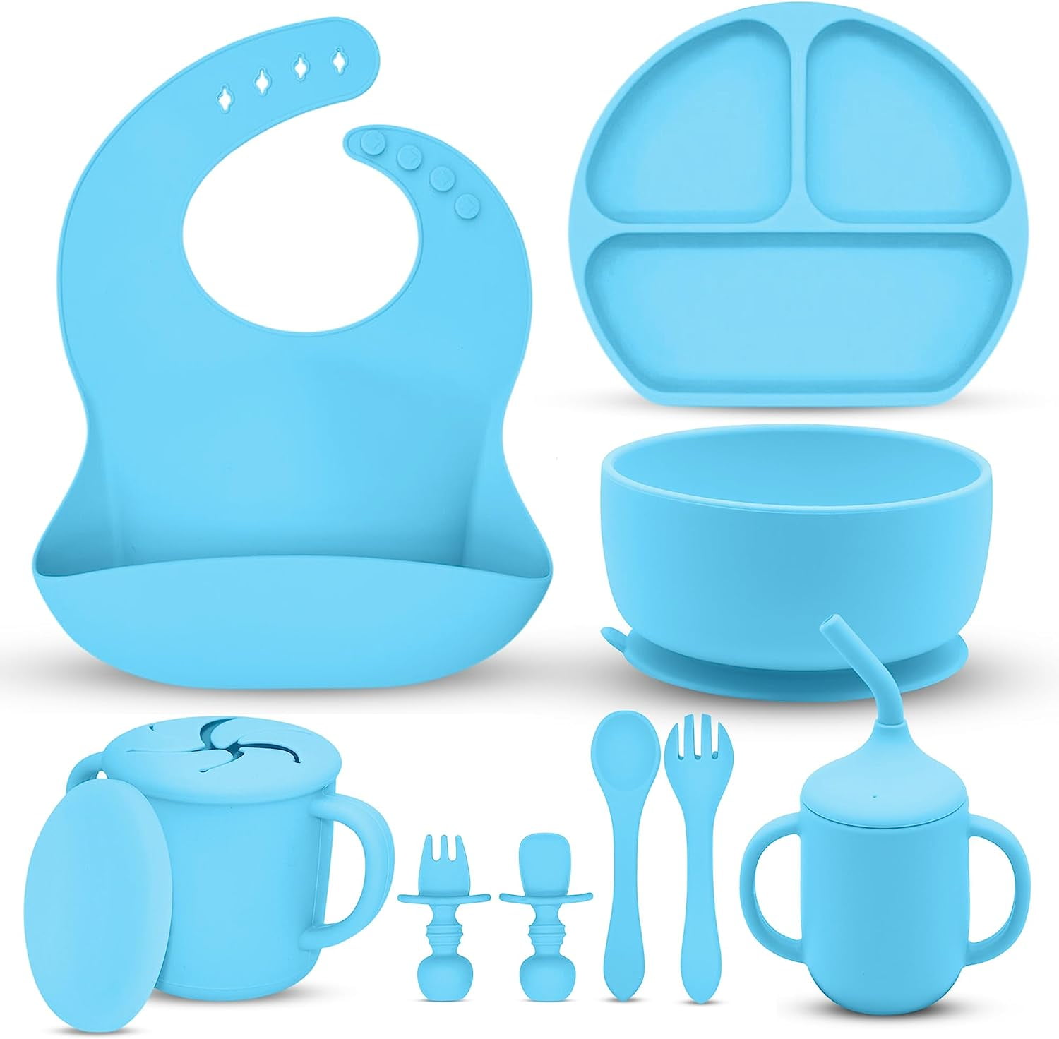 Sili Monster Baby Silicone Feeding Set with Sippy Cup Suction Plate ...