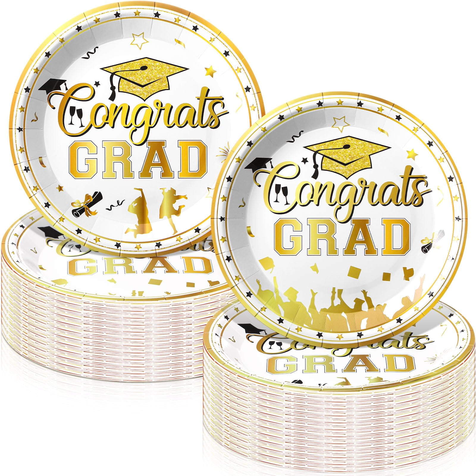 SiliFine 100 Pcs 2025 Graduation Paper AFN1Plates 7 Inch Cake Dessert ...