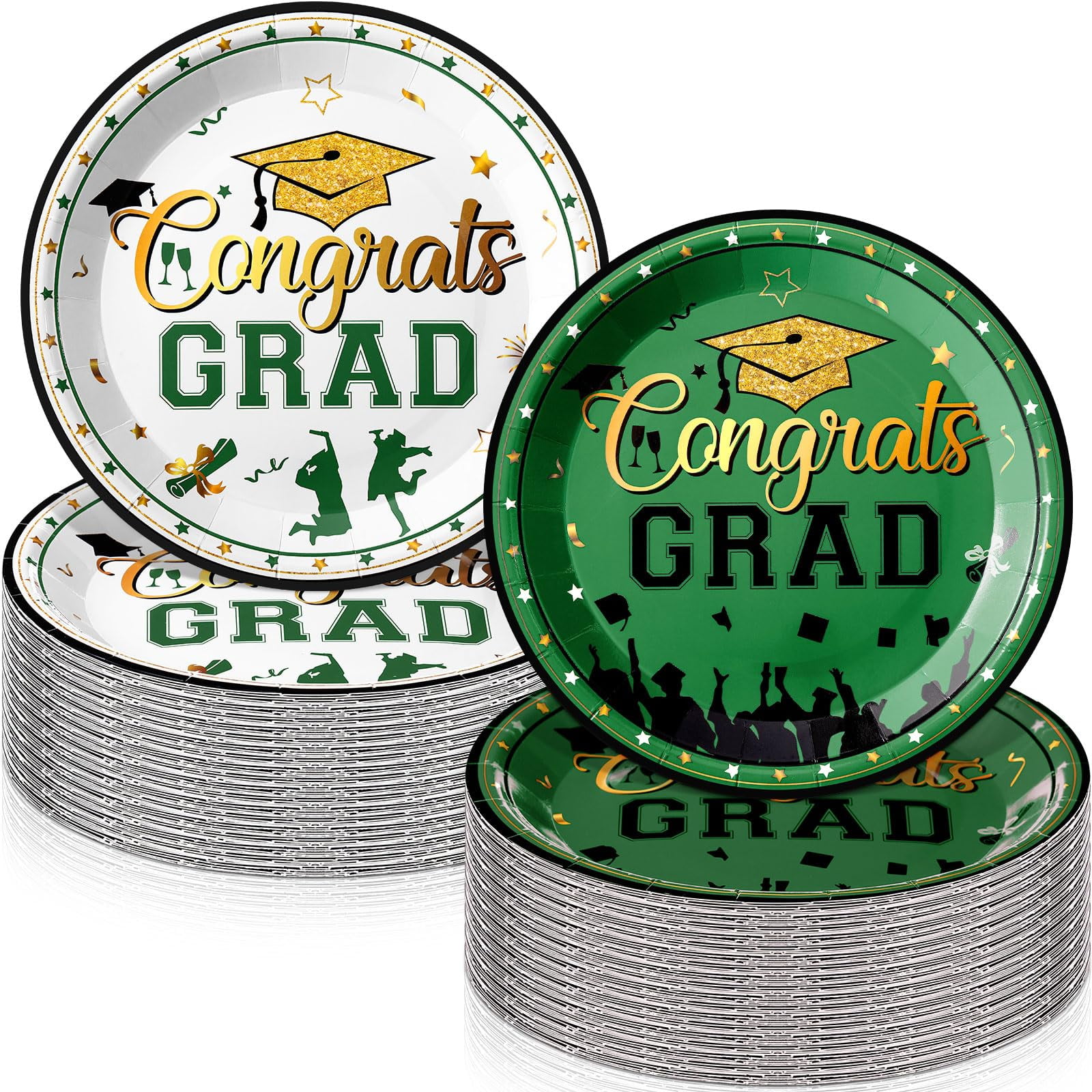 SiliFine 100 Pcs 2025 KEF16 Graduation Paper Plates 7 Inch Cake Dessert ...