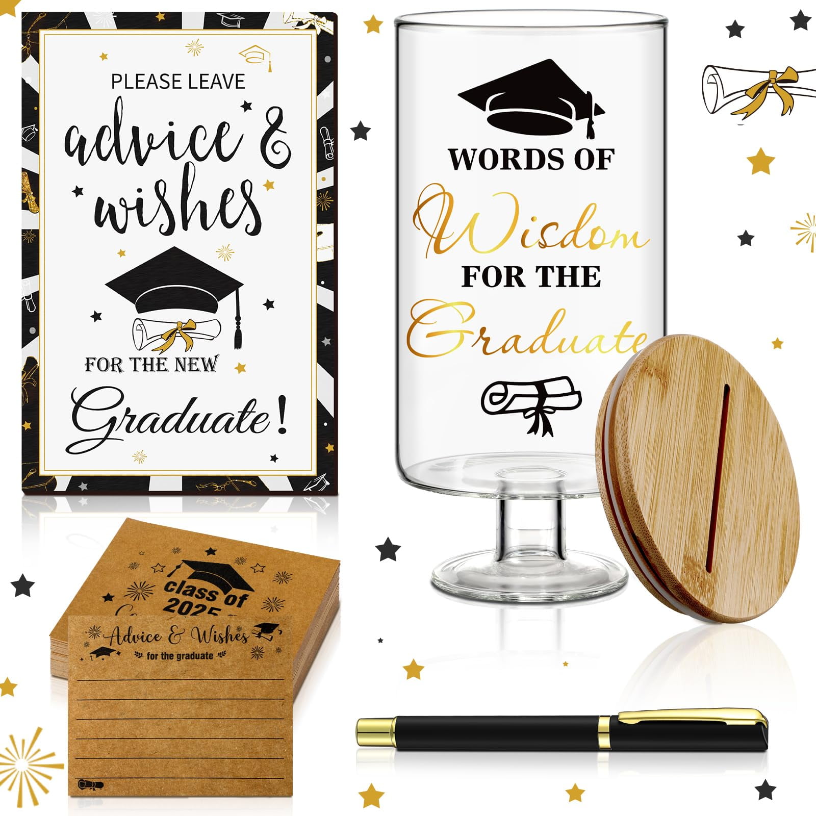 SiliFine 53 Pcs Graduation Party Decorations Graduation Glass Jar with ...