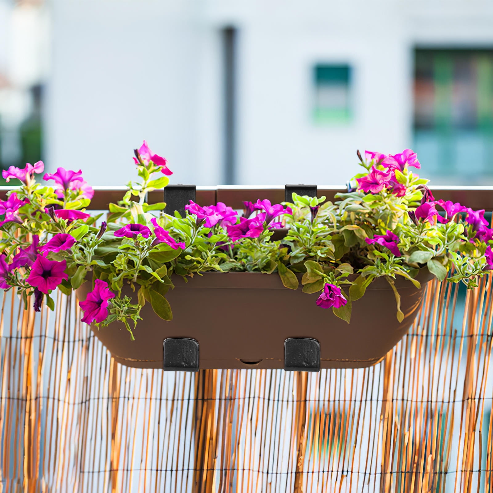 QIFULL 1Set Flower Pot Stand Black Iron Holder for Decks Windows and ...