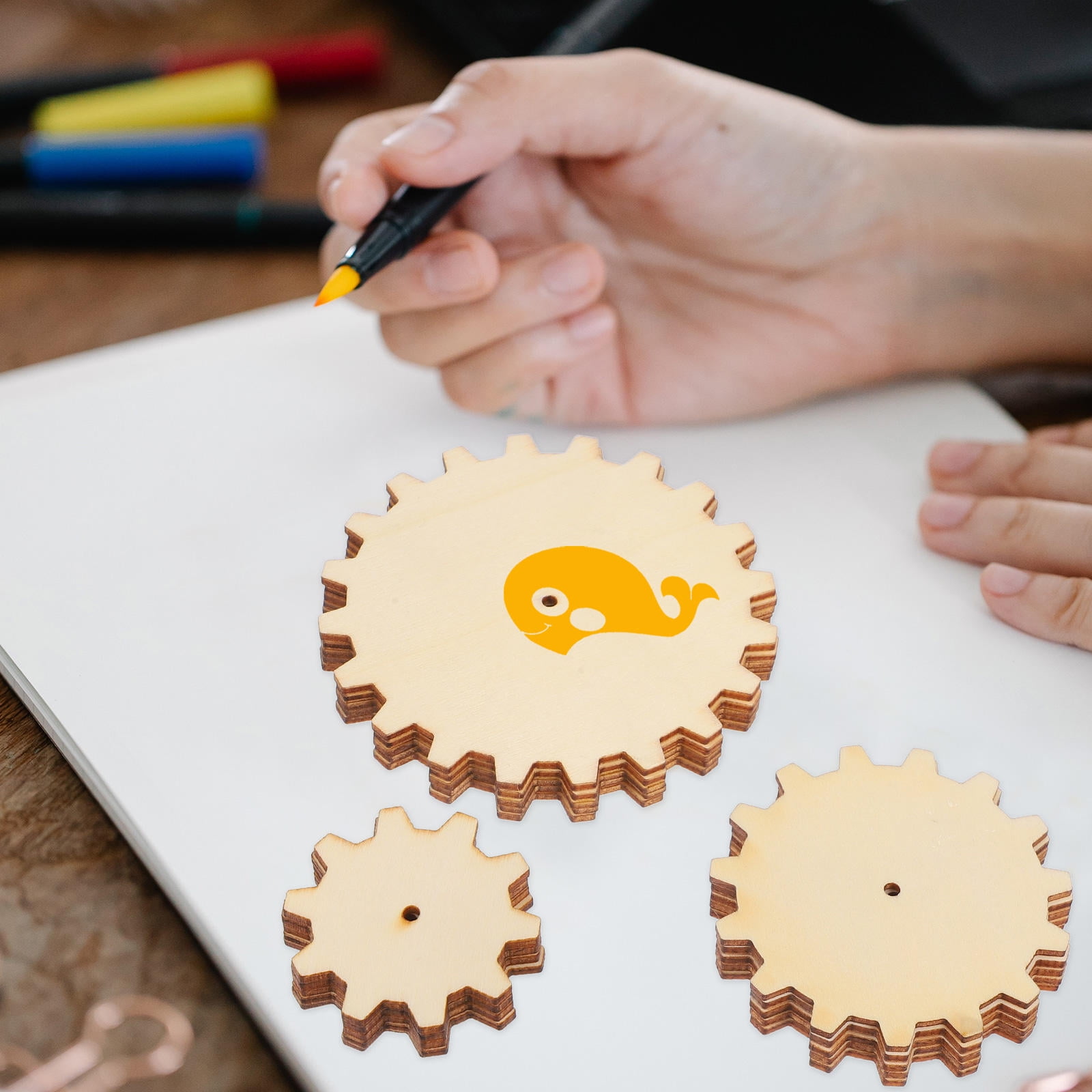 Siliaire 15 Pcs Craft Wood Gears for Children Teaching Diy Assembling ...