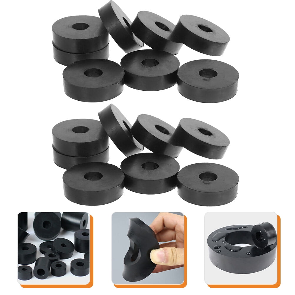 QIFULL 16Pcs Flat Rubber Washers Black Made of Premium Rubber for Noise ...