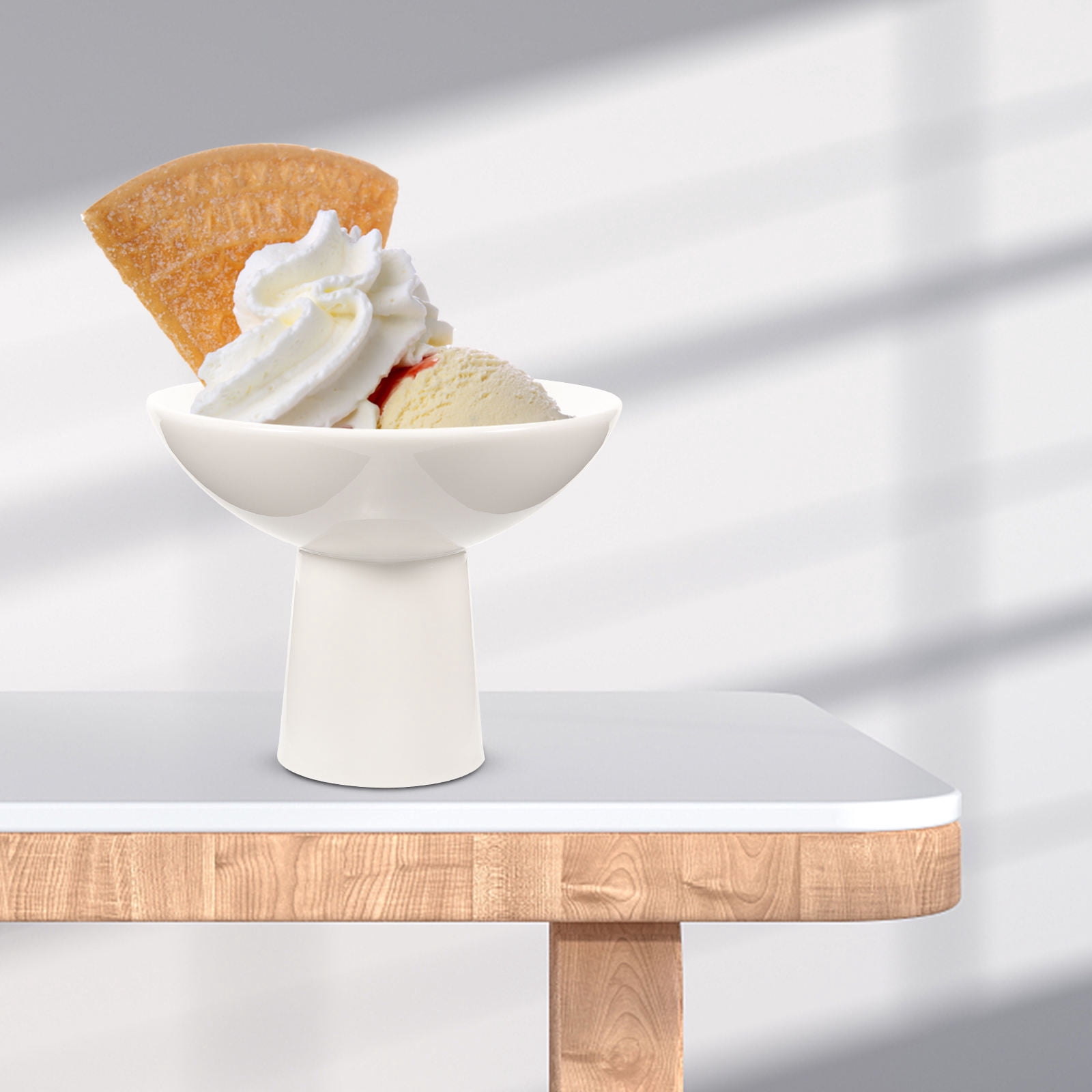 Siliaire 1Set Ice Cream Bowls White Round Ceramic Footed For Different ...