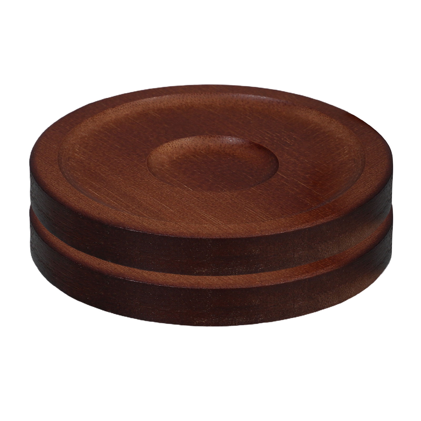 QIFULL 2Pcs Cup Coasters for Table Dark Red Wood Rotating Base Beverage ...