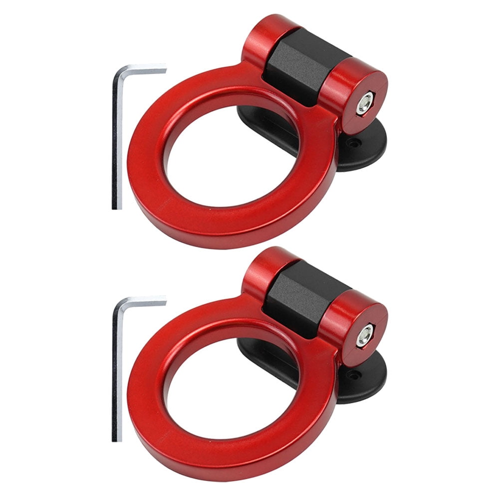 QIFULL 2Pcs Car Decorative Tow Hooks Red ABS Material Easy to Install ...