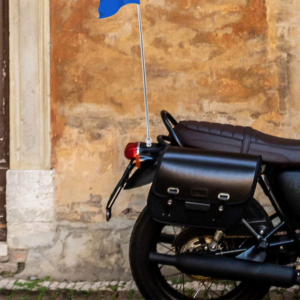 Siliaire 2Set Flag Pole For Bike Retractable Flagpole Set Silver ...