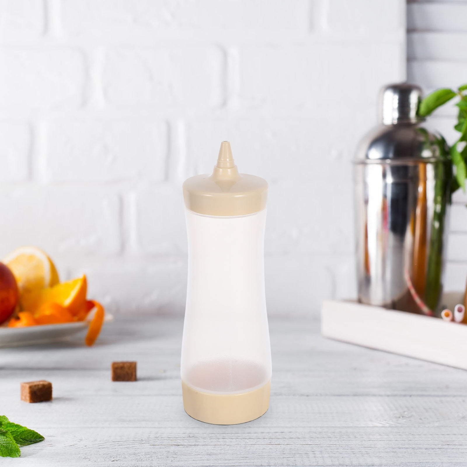 QIFULL 3Pcs Beige Squeeze Bottle for Condiments Leak Proof Sauce ...