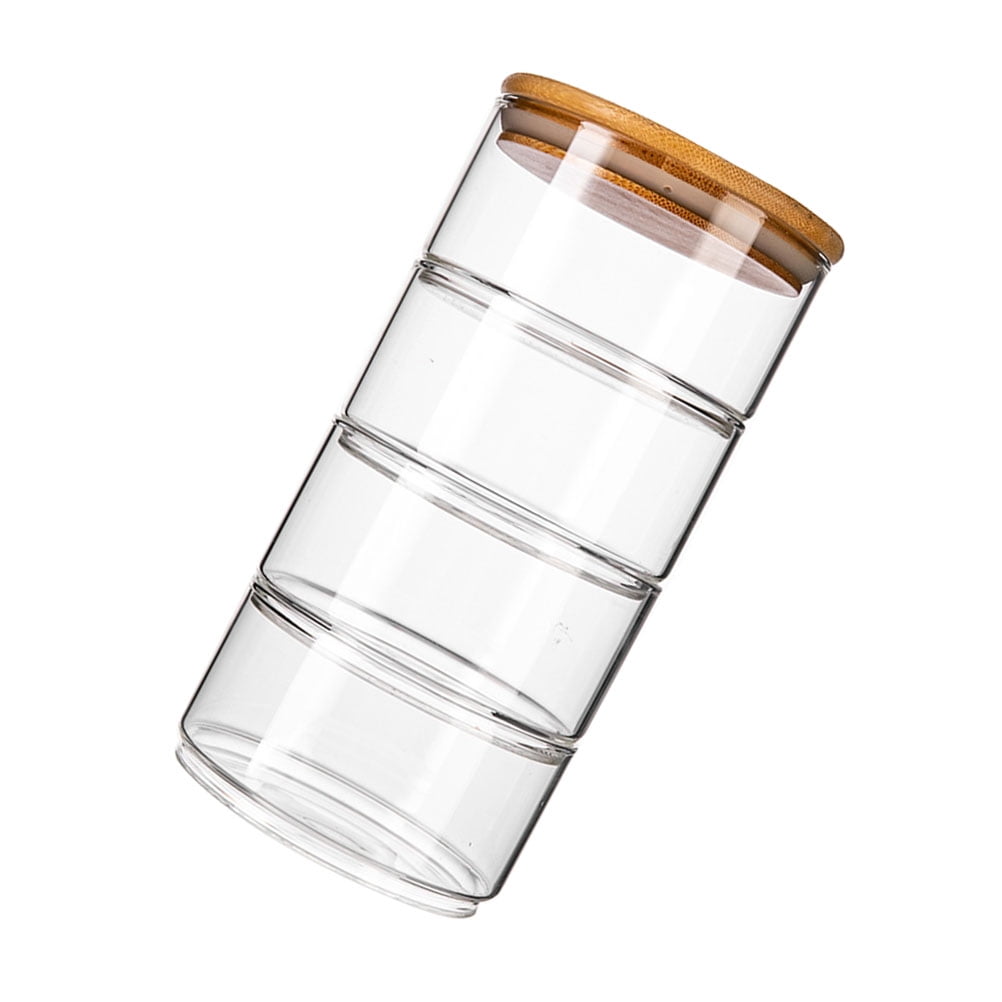 Siliaire 4Pcs Jar Container with Lid Stackable Borosilicate Glass for ...