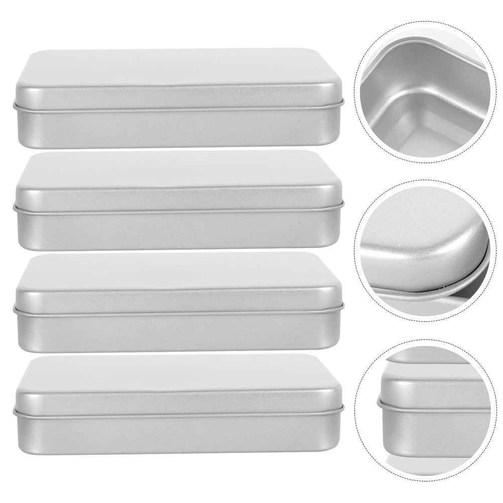 QIFULL 4Pcs Small Silver Tinplate Container with Lid for Candy and ...