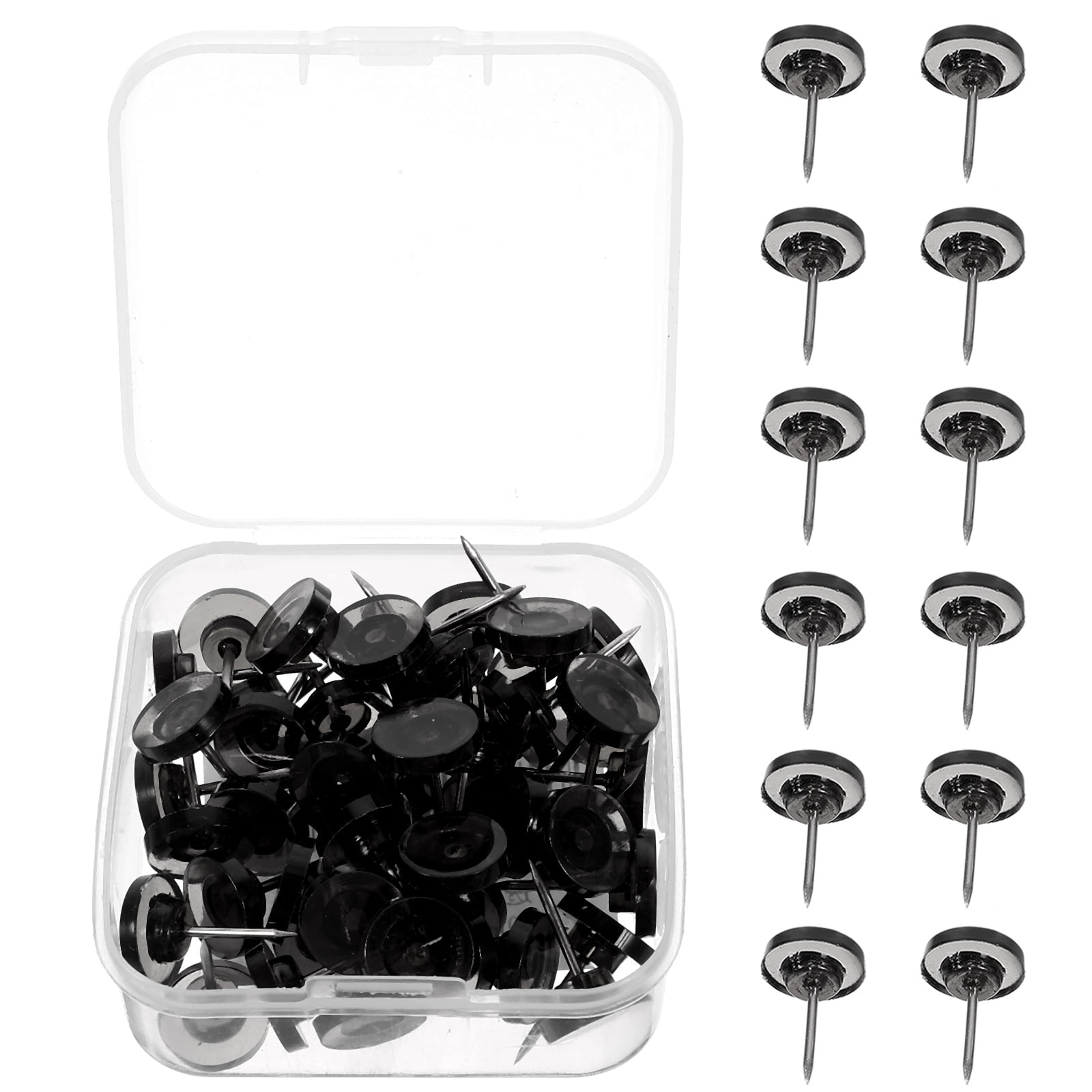 QIFULL Thumb Tacks For Walls Pushpin Transparent Black 50Pcs - Walmart.com