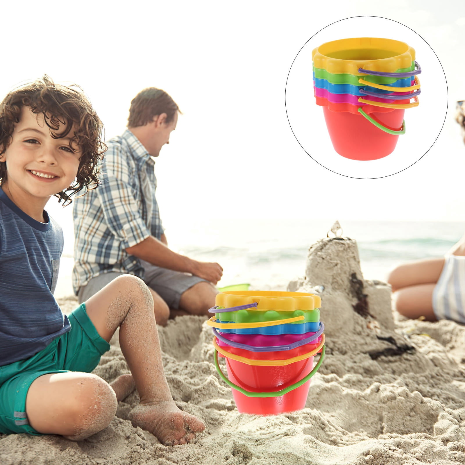 Siliaire 5Pcs Sand Bucket Small for Kids Beach Toys 16.00X16.00X11.00CM ...