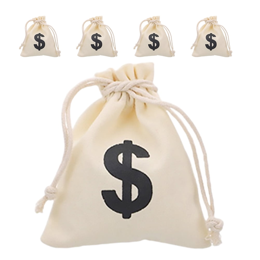 Siliaire 5Set Canvas Money Bags Beige Rectangular for Storage and ...