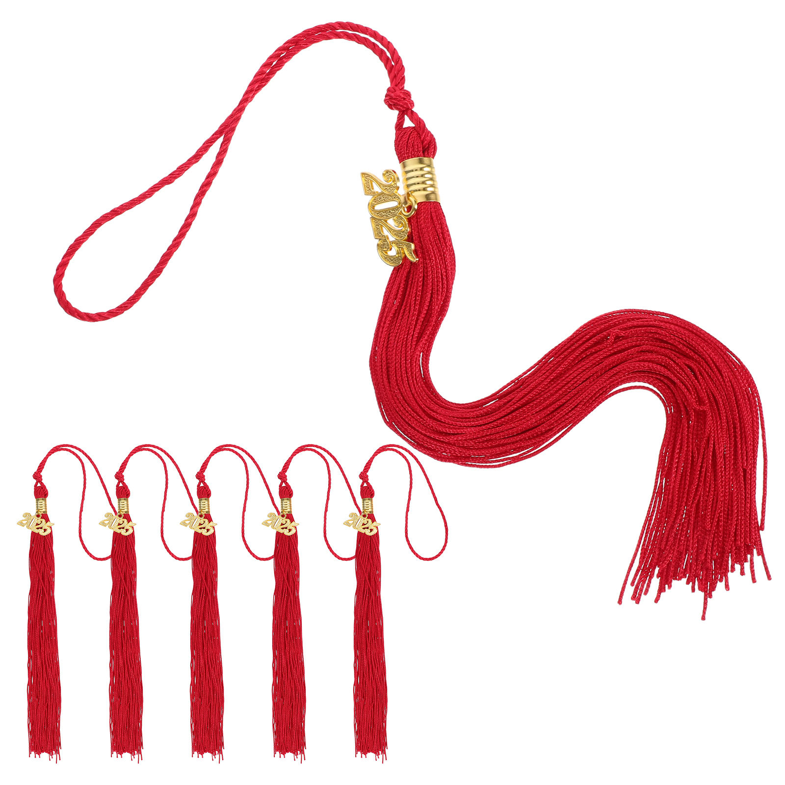 Siliaire 6Pcs Red Polyester Graduation Cap Tassel Enhance Celebratory ...
