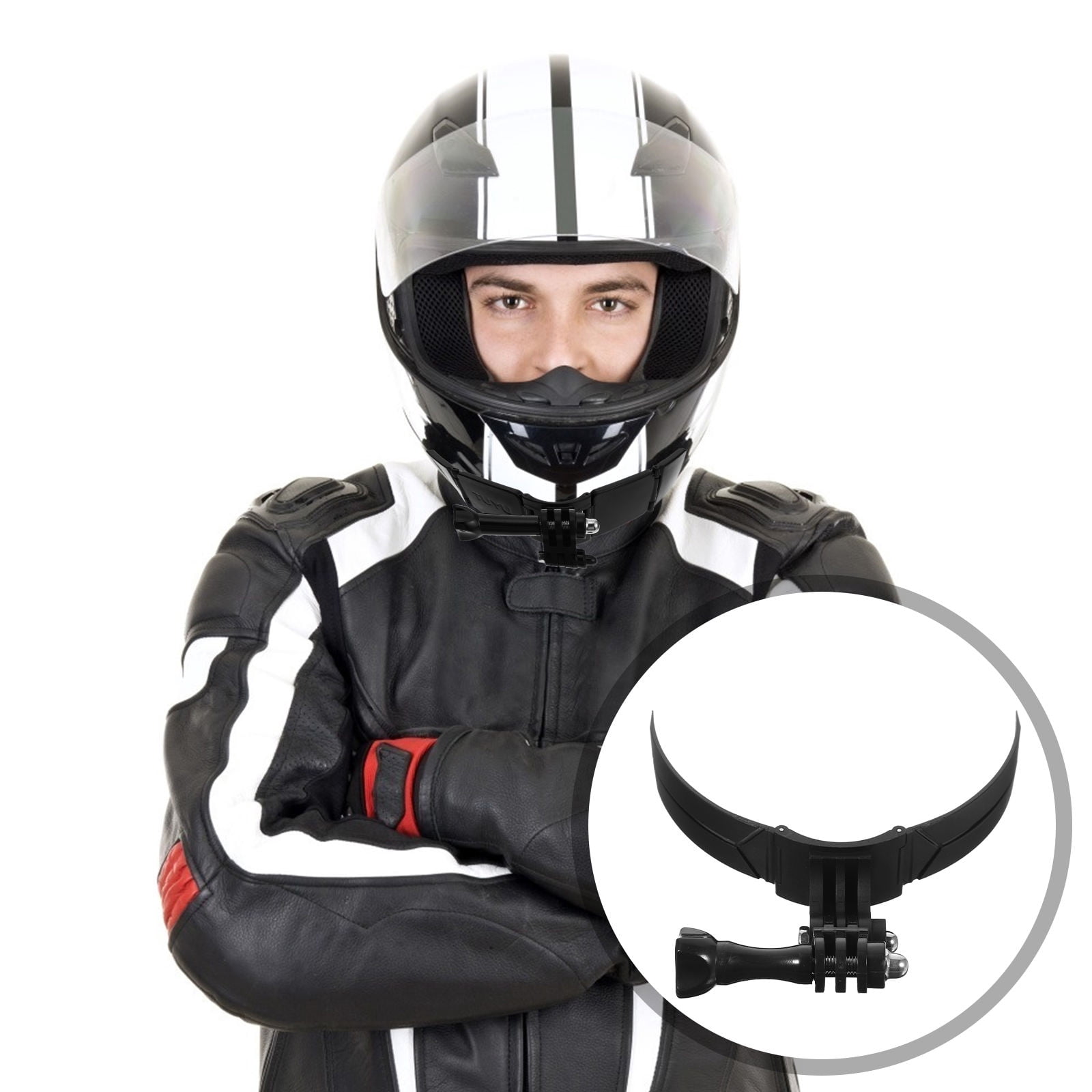 QIFULL Motorcycle Camera Mount Chin Strap Black Lightweight and ...