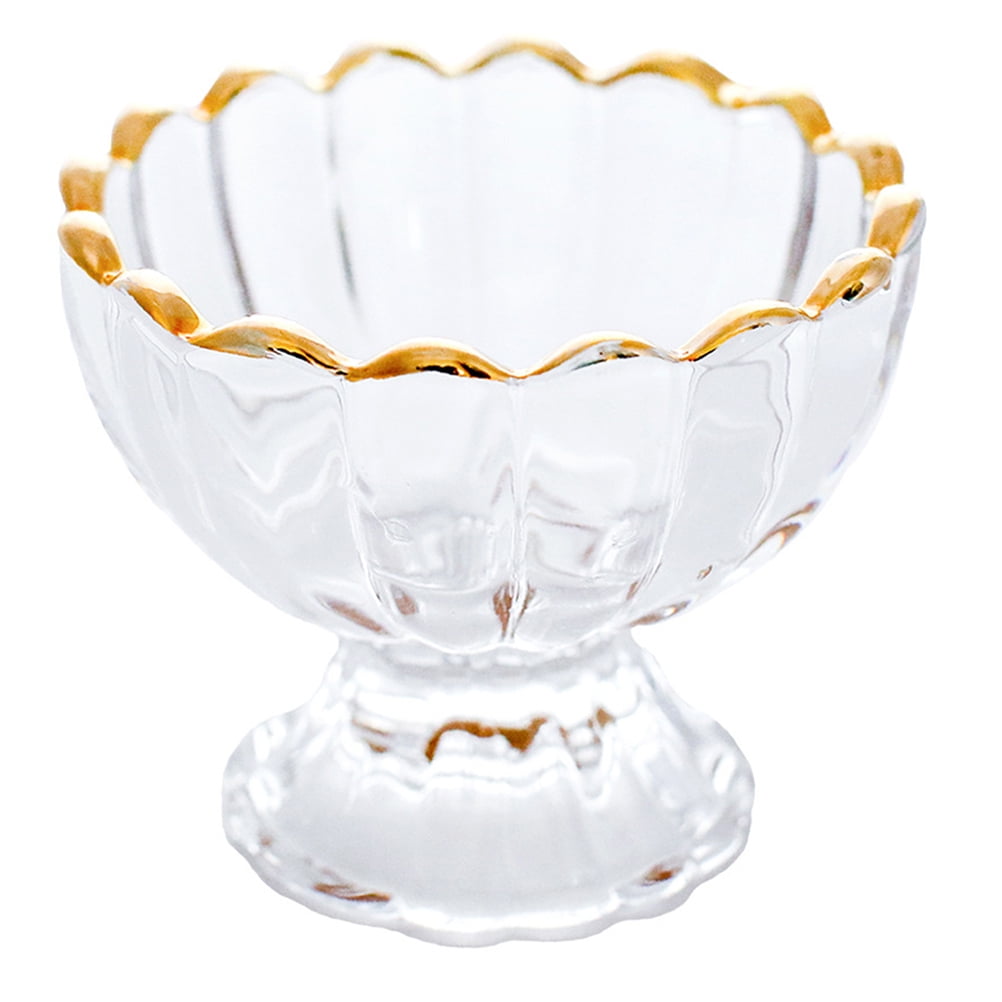 Siliaire Elegant Gold Painted Glass Dessert Cup For Ice Cream Pudding ...