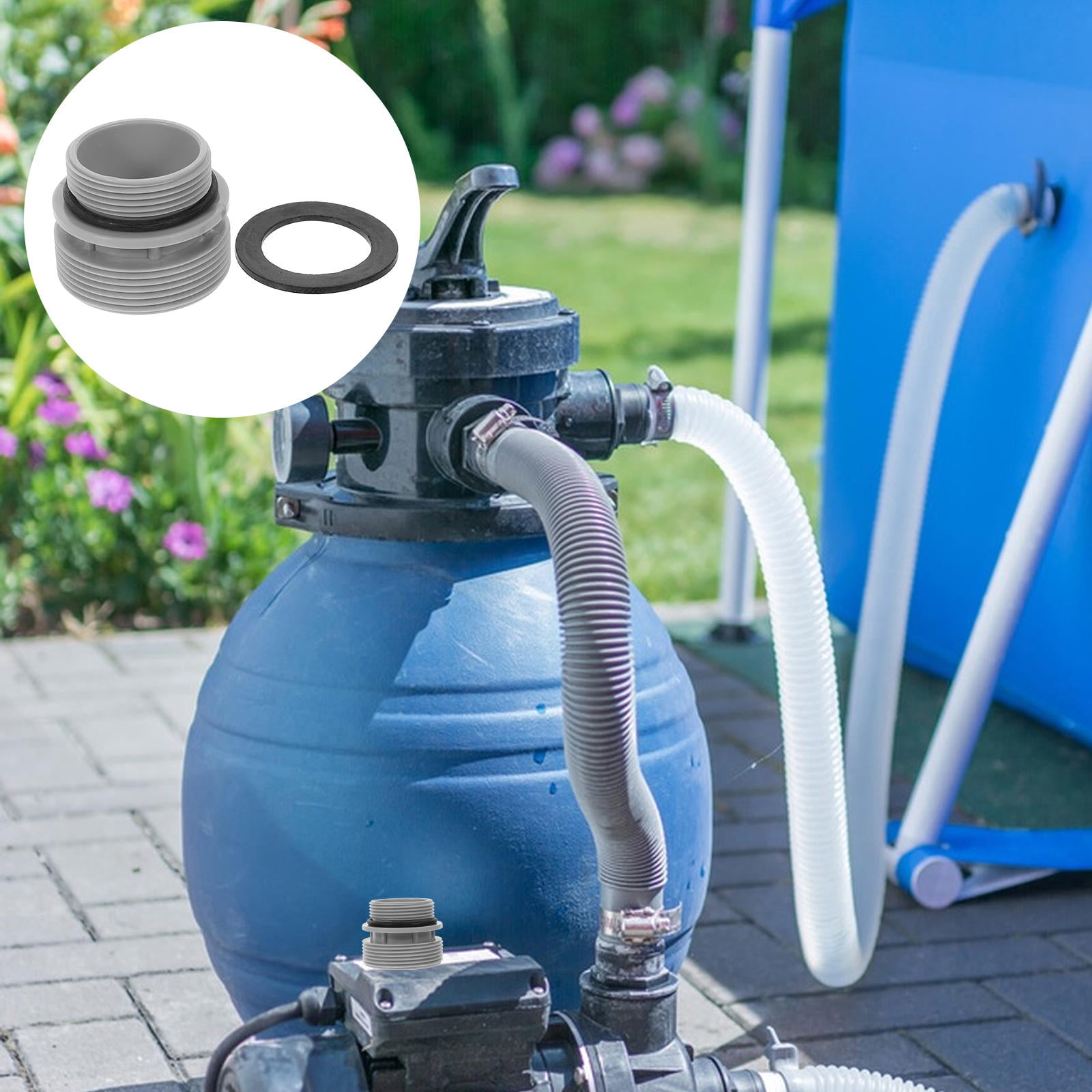 QIFULL Sand Pump Connector Grey 1Set For Swimming Pool Maintenance And ...