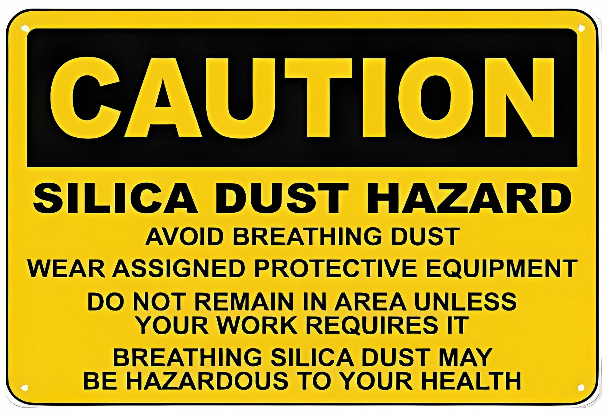 Silica Dust Breathing Hazard Sign - 12×8 Inches, Aluminum Tin Warning ...