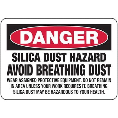 Silica Dust Hazard Avoid Breathing Dust - Silica Safety Signs Safety ...