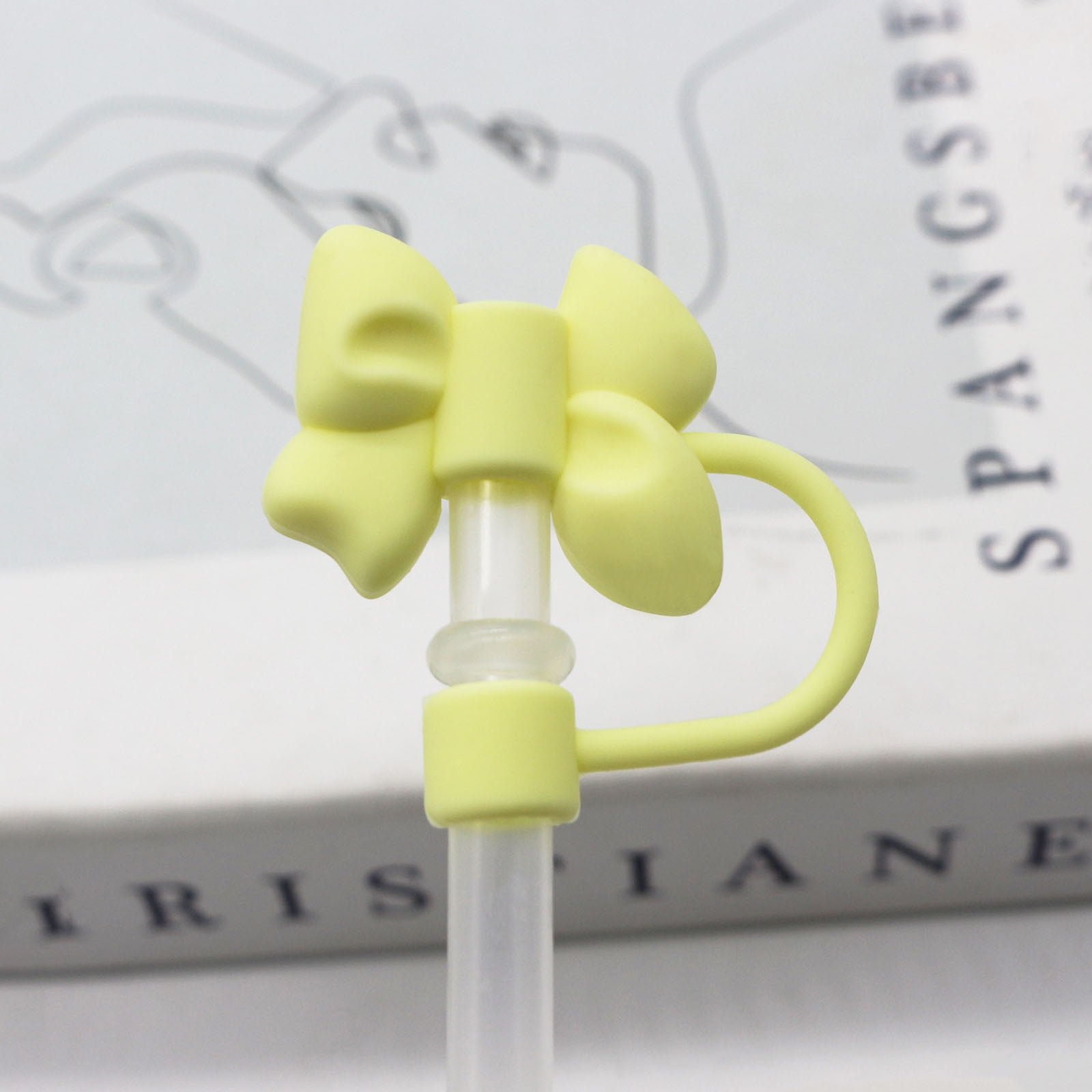 Silica Gel Straw Cover, Cute Bow-Shaped Splash-Proof Straw Protector ...